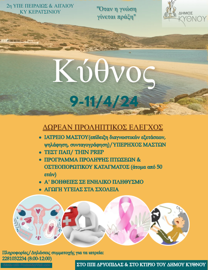 Δράσεις στην Κύθνο από το ΚΥ Κερατσινίου. – 2η ΔΥΠε Πειραιώς & Αιγαίου